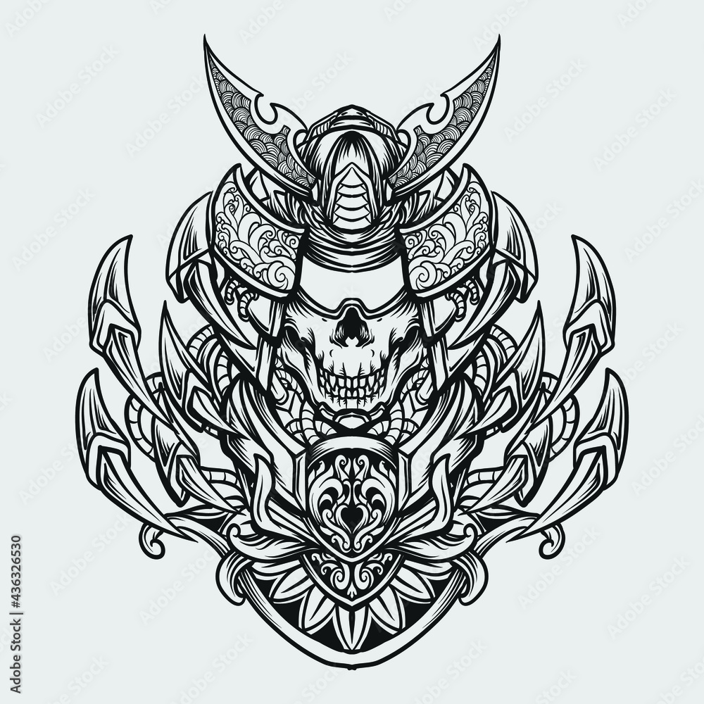 Japanese Samurai Skull Hand Tattoo