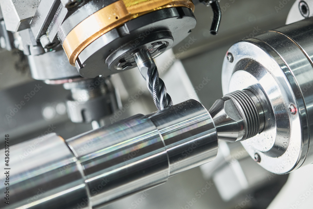 milling on lathe cnc machine. metal cut industry. Precision ...