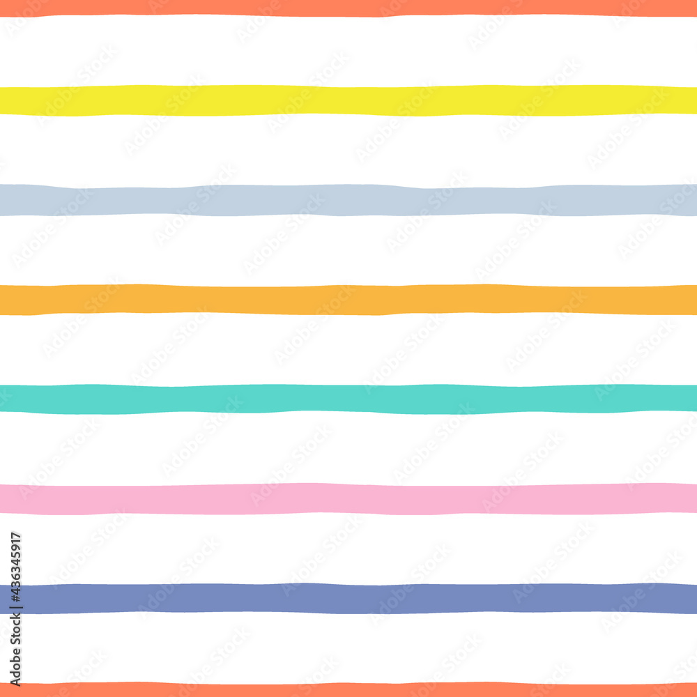 Vibrant rainbow parallel stripes hand drawn vector seamless pattern ...