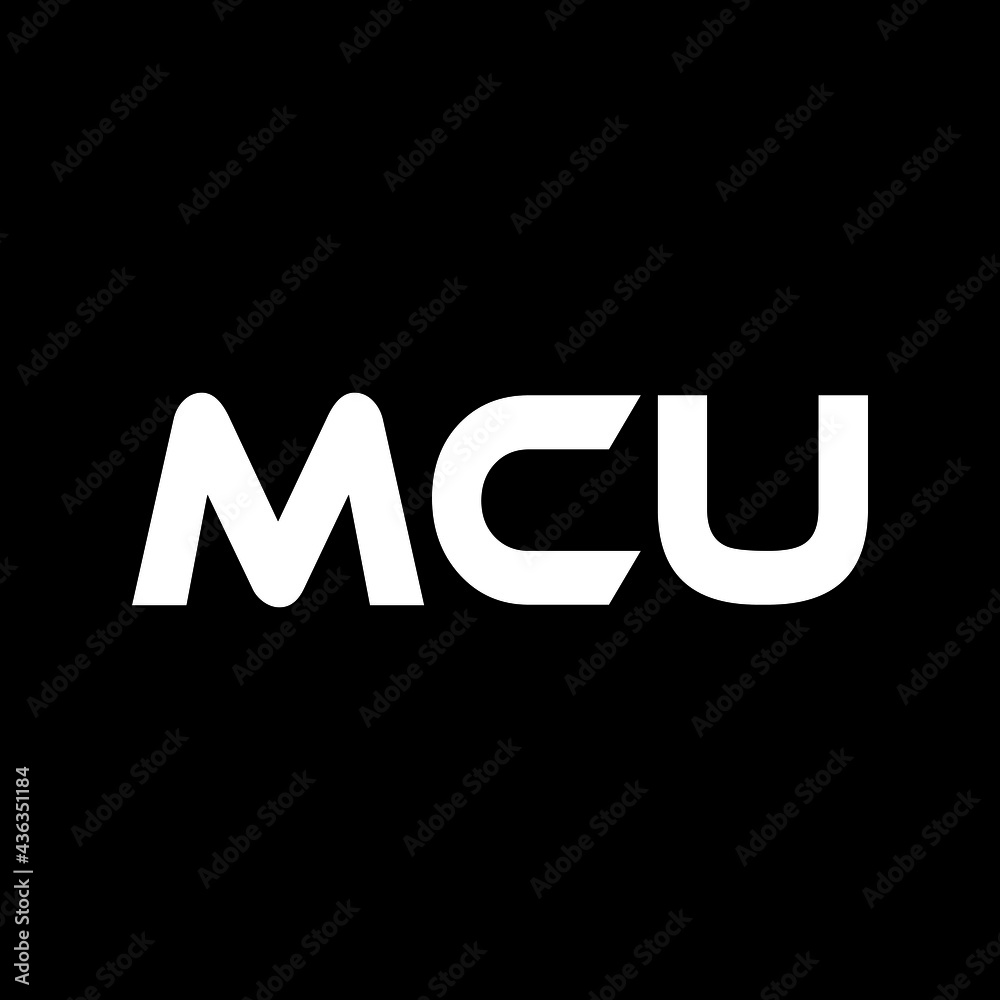 MCU letter logo design with black background in illustrator, vector ...
