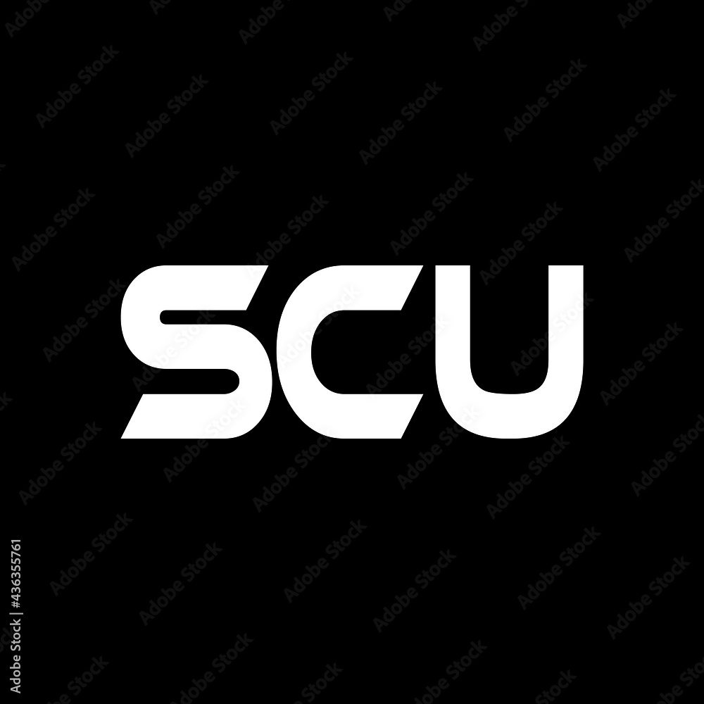 Vecteur Stock SCU letter logo design with black background in ...