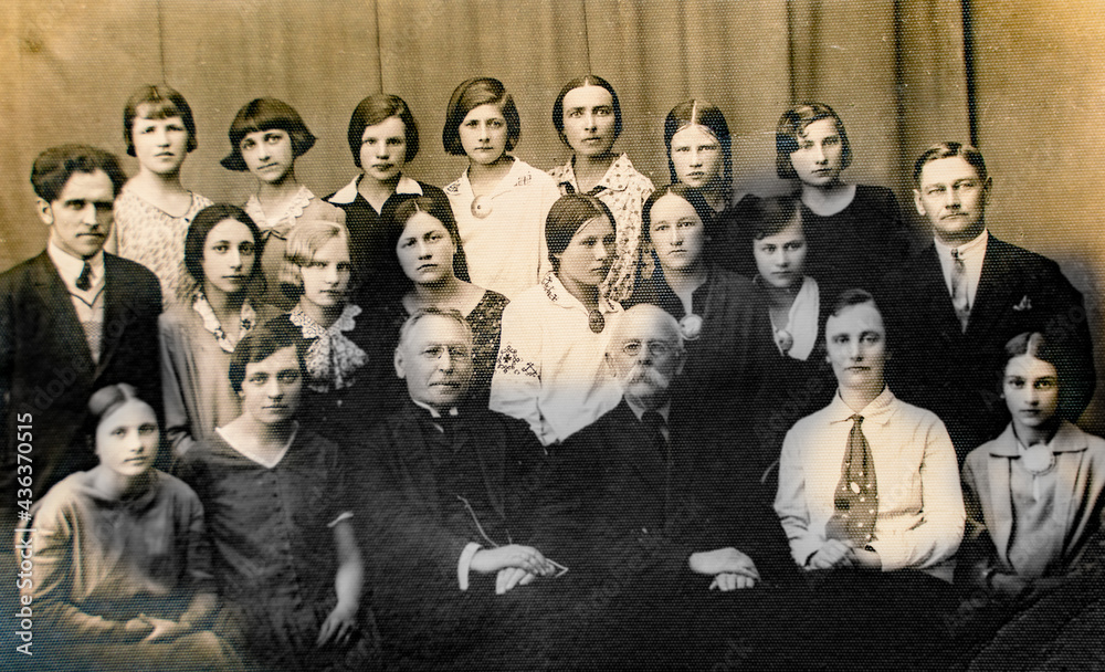 Latvia - CIRCA 1930s: A high school graduation group picture. Vintage ...