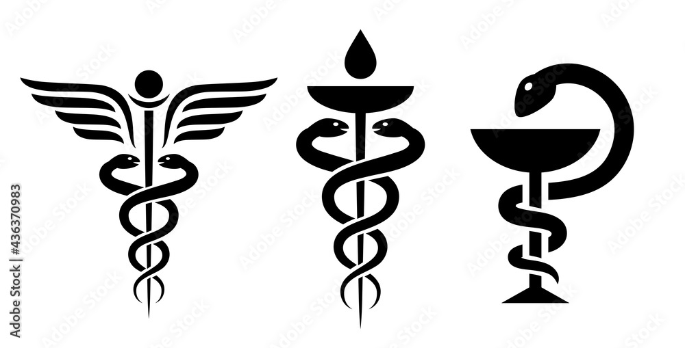 Caduceus medicine icon, abstract medical snake symbol Stock Vector ...