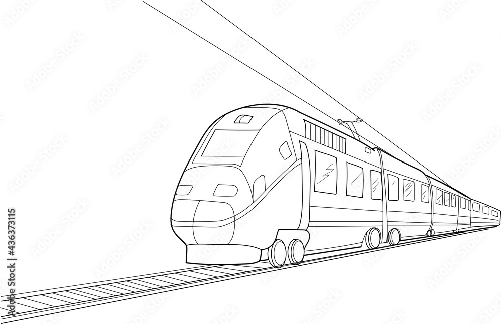 Coloring page - train - illustration for the children Stock Vector ...