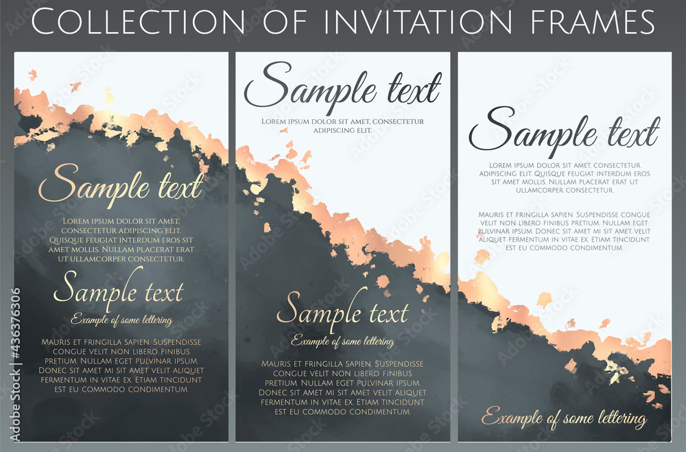 vector collection of black stylized invitation with imitation ...