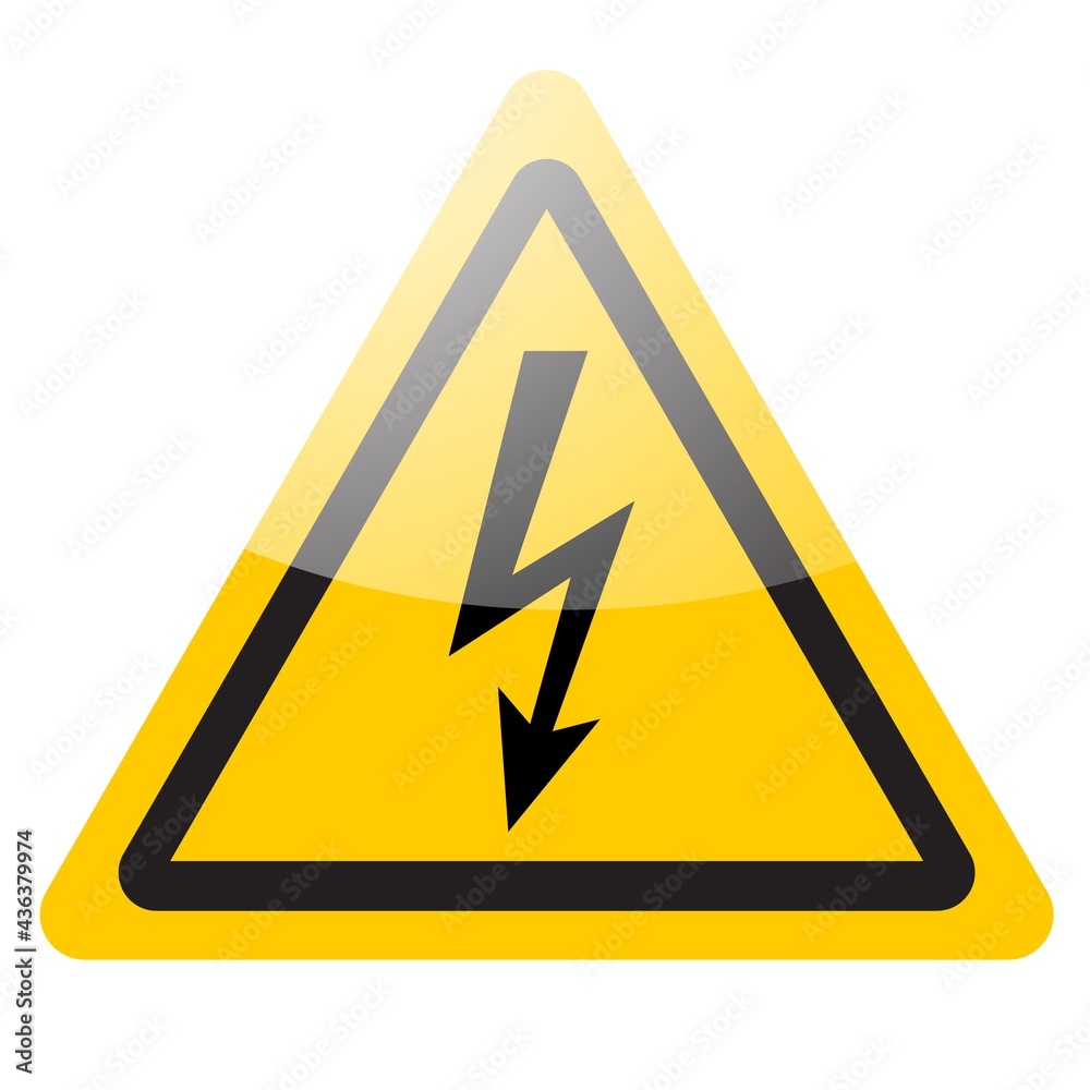 Yellow warning sign. Lightning danger symbol icon Stock Vector | Adobe ...
