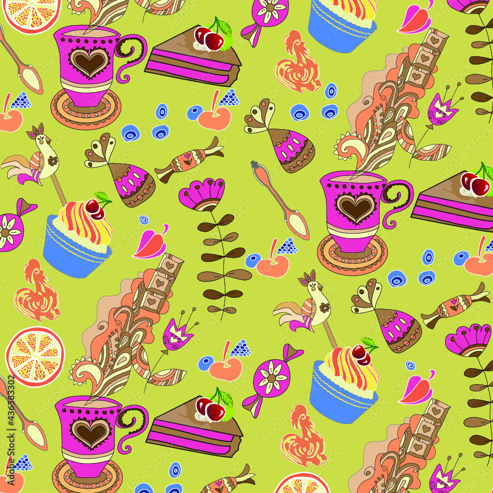 seamless background with sweets Stock Vector | Adobe Stock