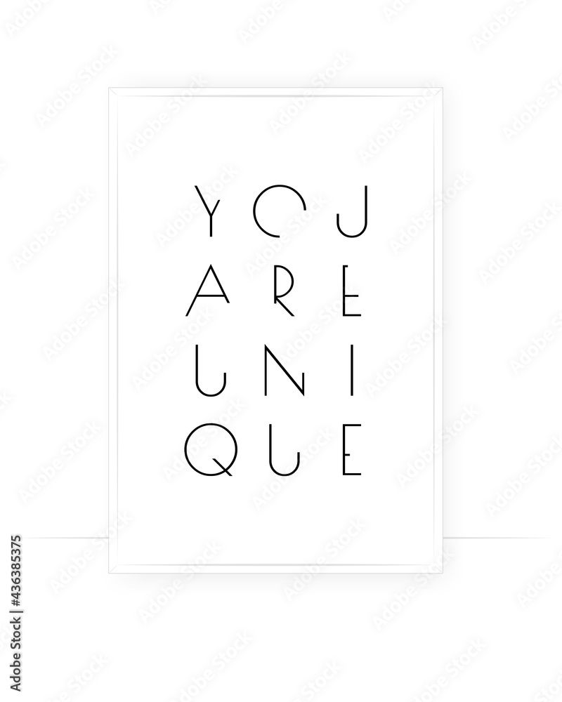 You are unique, vector. Positive thought, affirmation. Motivational ...