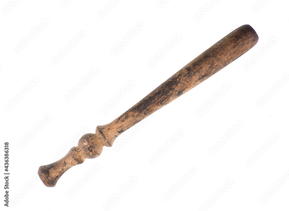old wooden baton isolated on white background Stock Photo | Adobe Stock