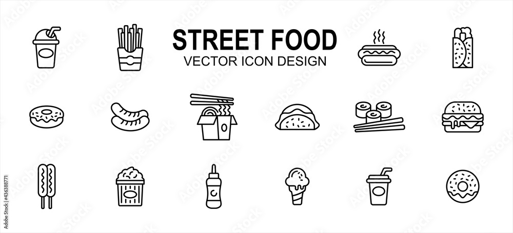 Street food culinary related vector icon user interface graphic design ...