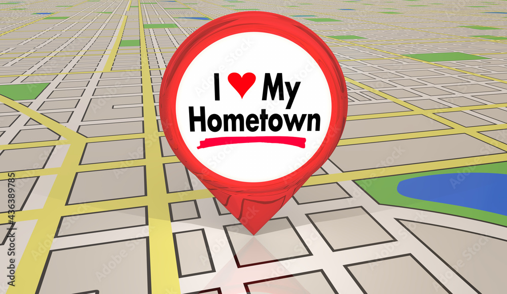 I Love My Hometown Local Pride Map Pin Support Community 3d ...