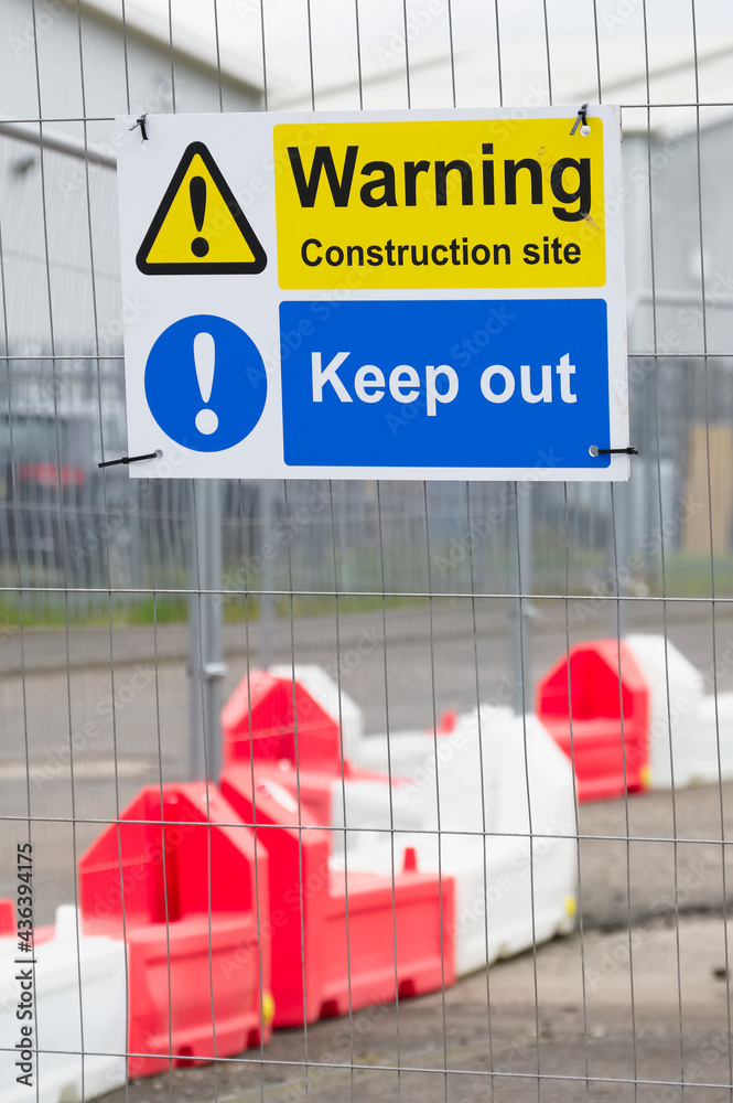 Construction site health and safety message rules sign board signage on ...
