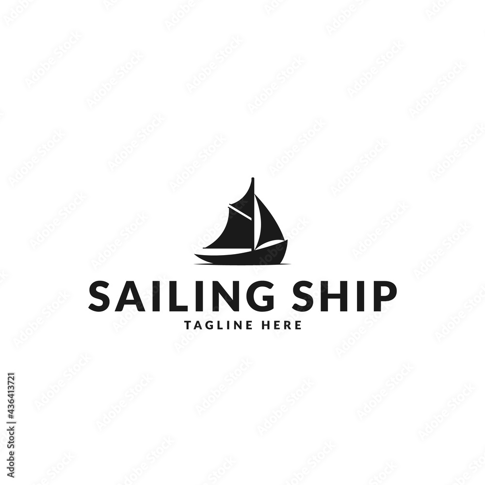sailing ship logo design for logo template Stock Vector | Adobe Stock