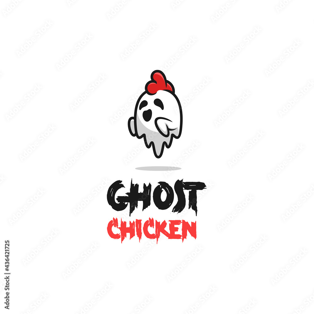 Ghost Chicken Logo Design Template cartoon vector illustration Stock ...