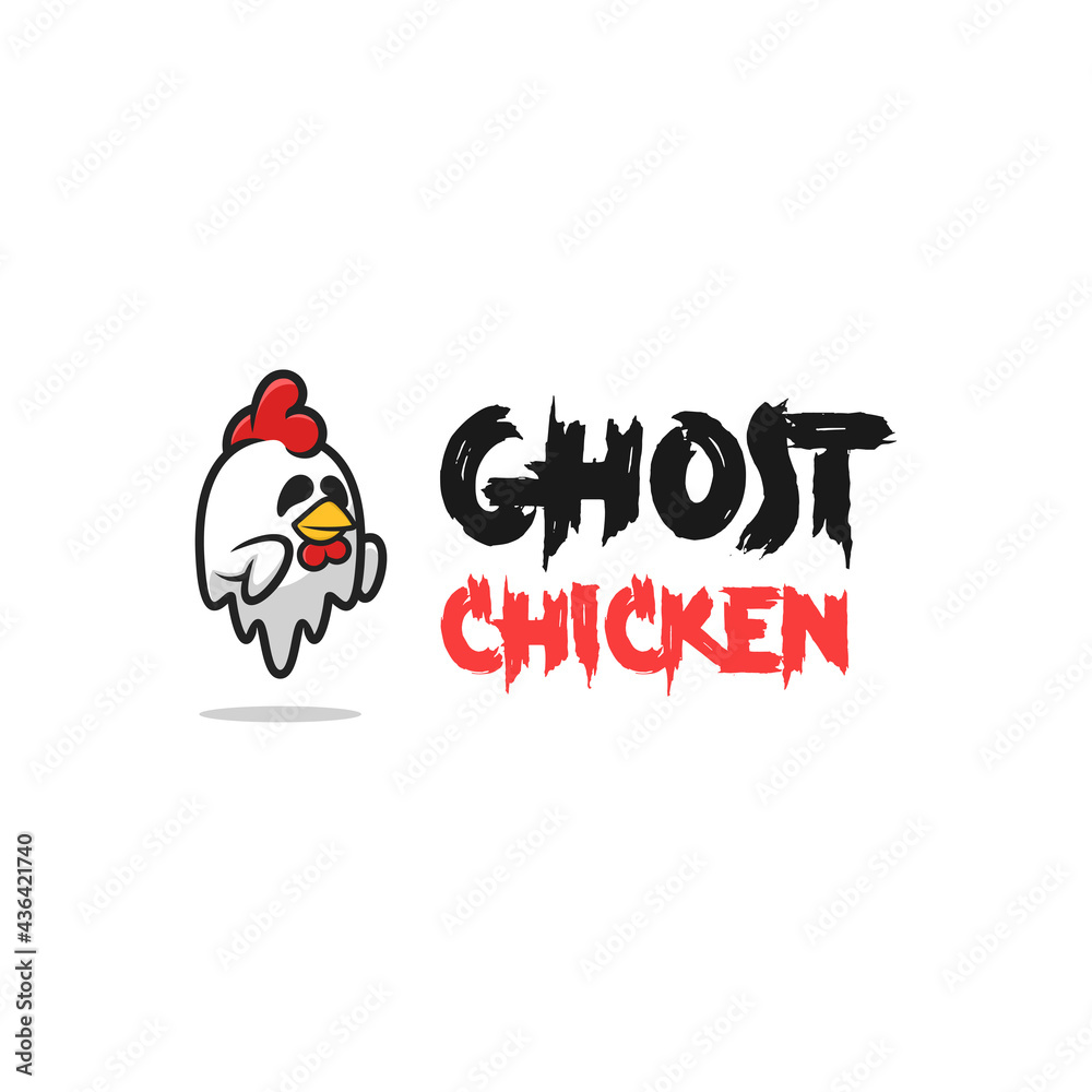Ghost Chicken Logo Design Template cartoon vector illustration Stock ...