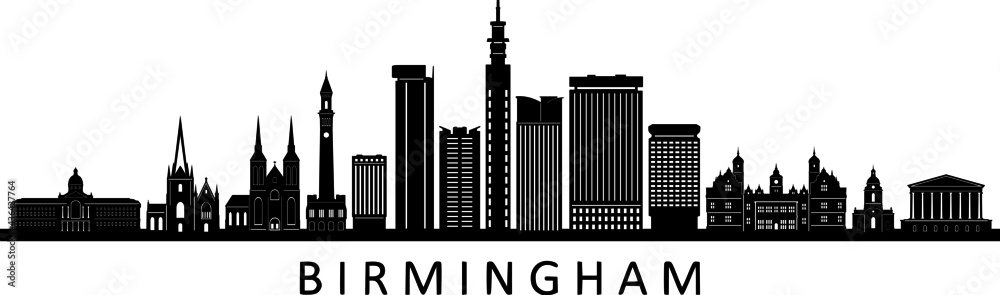 BIRMINGHAM England SKYLINE City Silhouette Stock Vector | Adobe Stock
