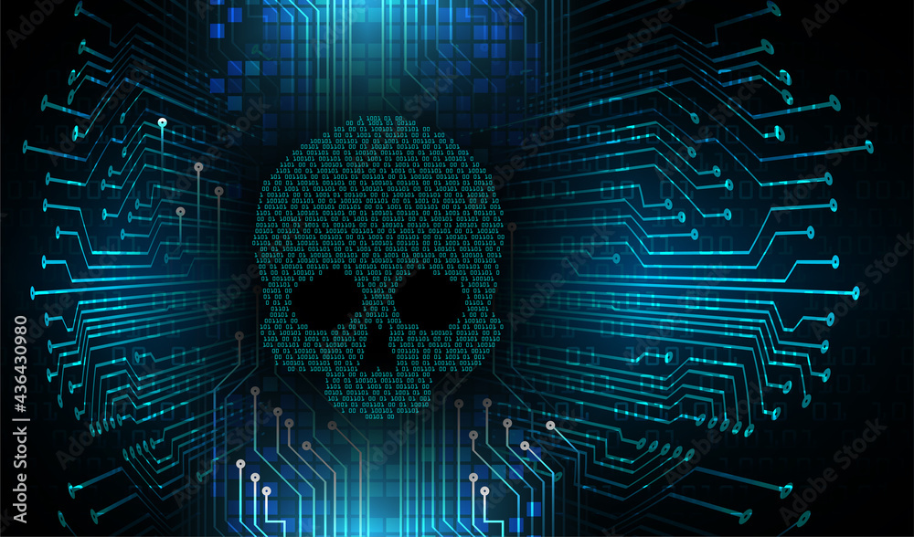 cyber hacker attack background, skull vector Stock Vector | Adobe Stock
