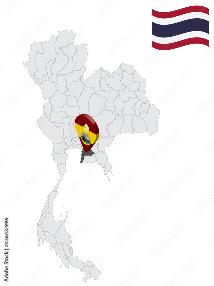 Vetor de Location of Chonburi Province on map Thailand. 3d Chonburi ...