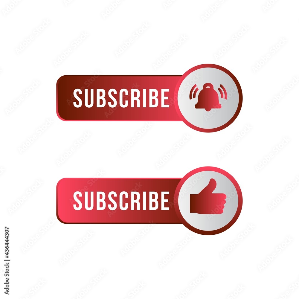Red and white Subscribe Button in Flat Style Vector Illustration ...