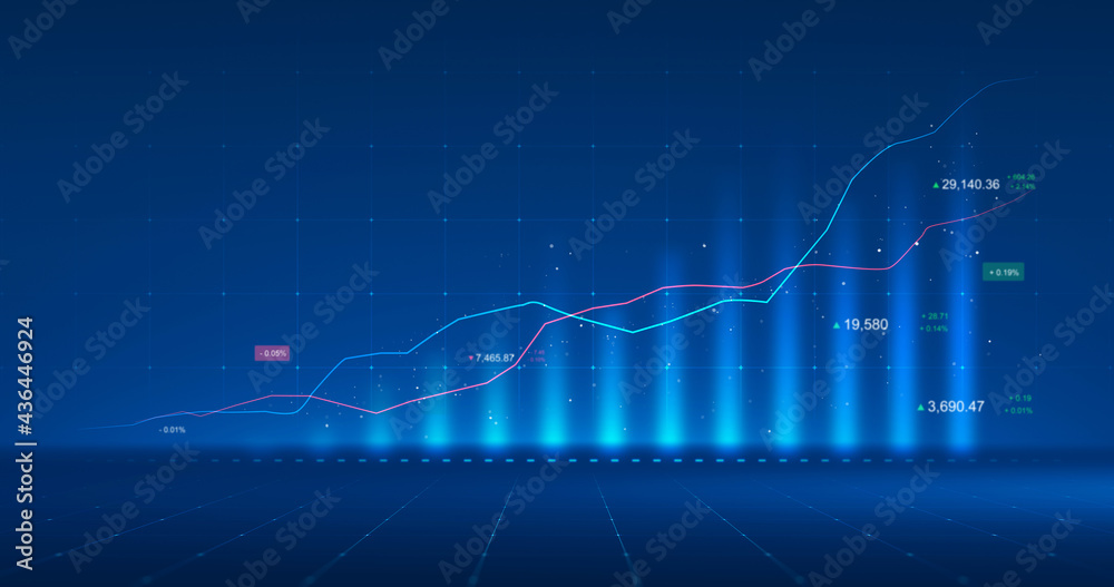 Market chart of business glowing stock graph or investment financial ...