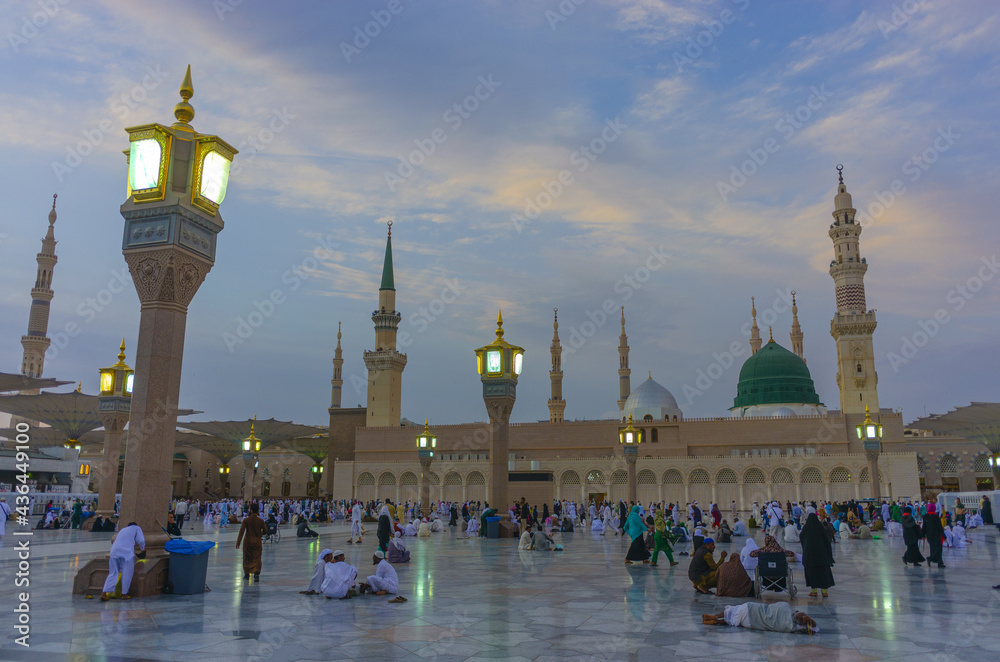 Holy mosque of Prophet Muhammed . Masjid al Nabawi Stock Photo | Adobe ...