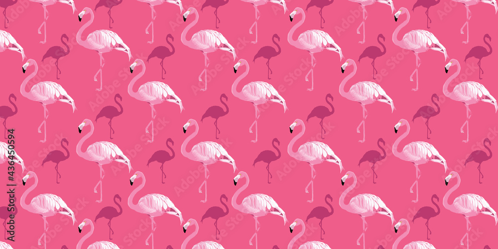 Flamingo Bird Vector Seamless Repeating Pattern. Great as a textile ...