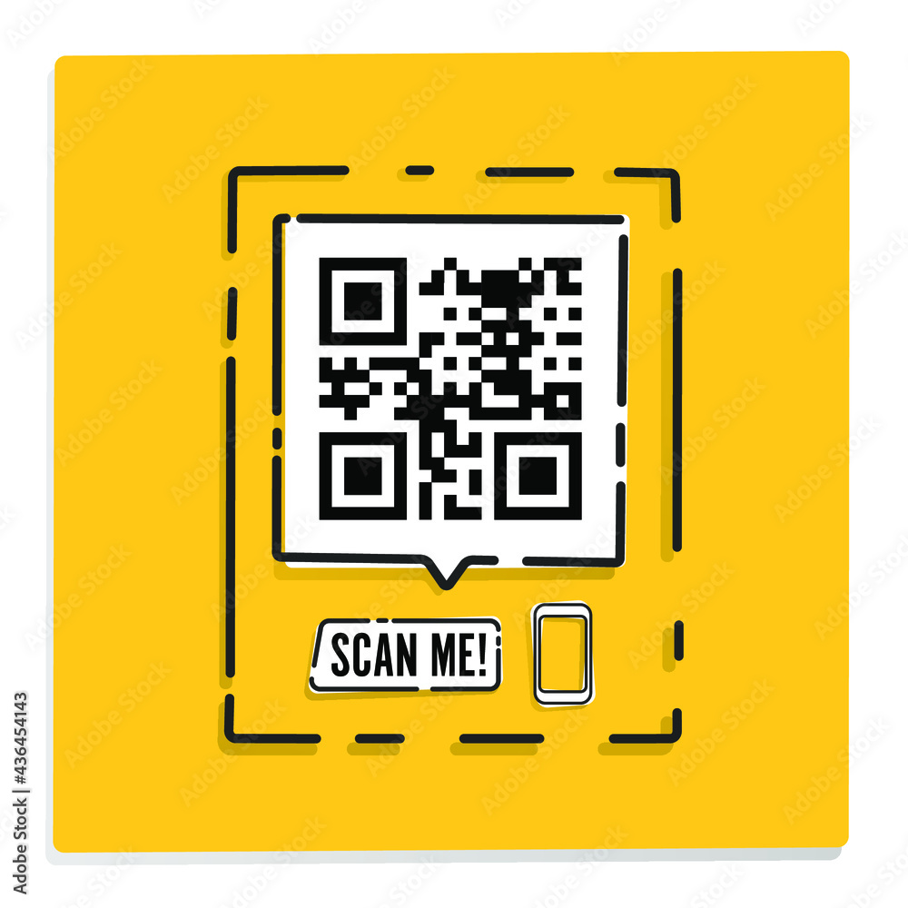 Qr Code SCAN ME template in sketch style. EPS 10 vector format Stock ...