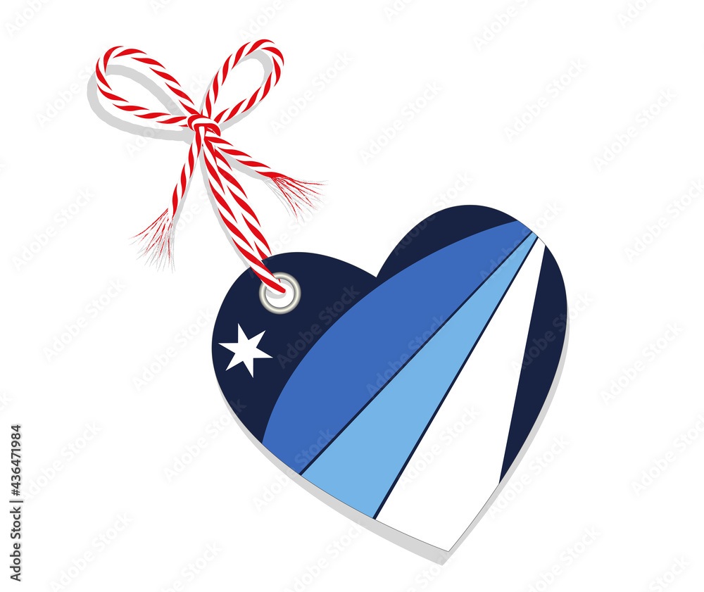 Fahne als Herz „I Love “ mit Kordel-Schleife, Vektor Illustration ...