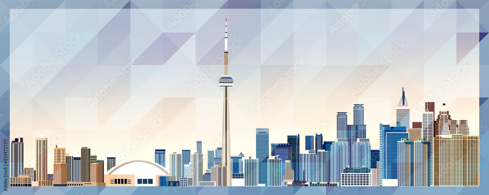 Toronto skyline vector colorful poster on beautiful triangular texture ...