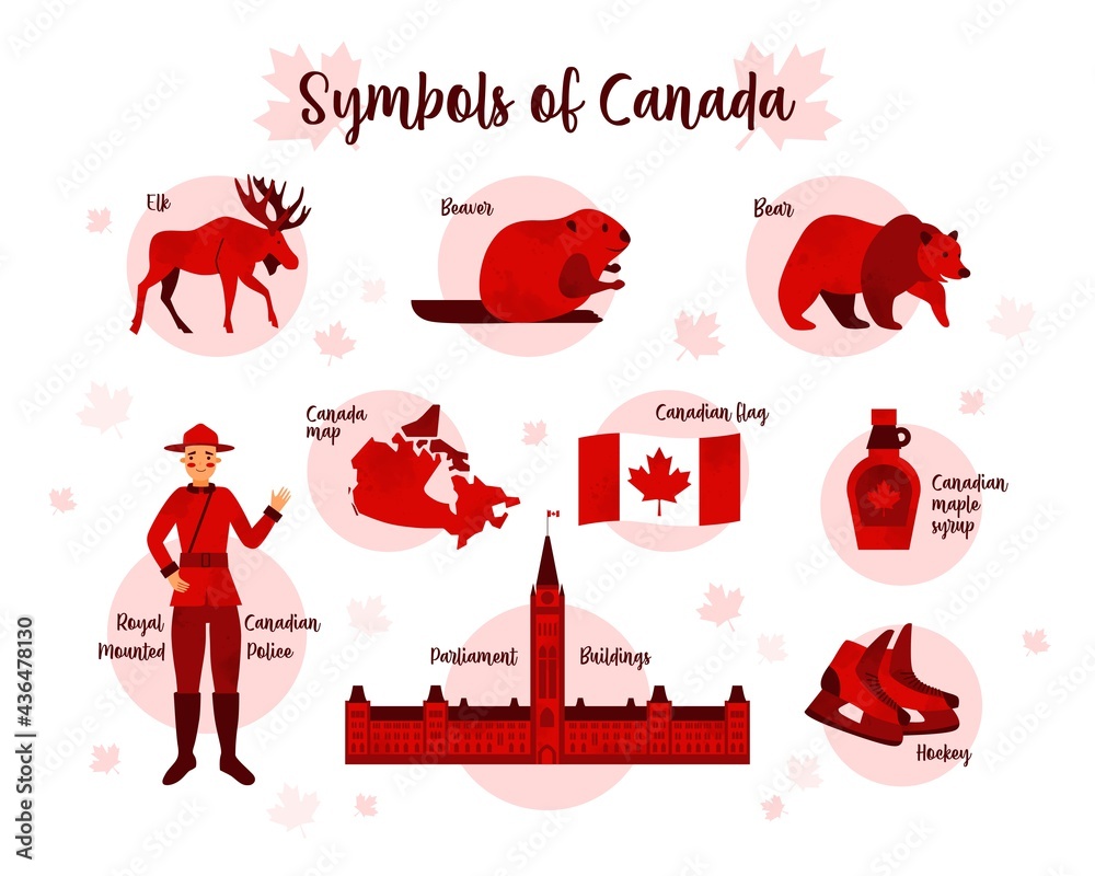 Canada sign and symbol set, traditional objects for Info-graphic, icons ...