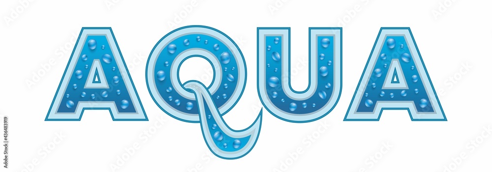 Banner with text AQUA, design with vector bubbles. Banner with fresh ...