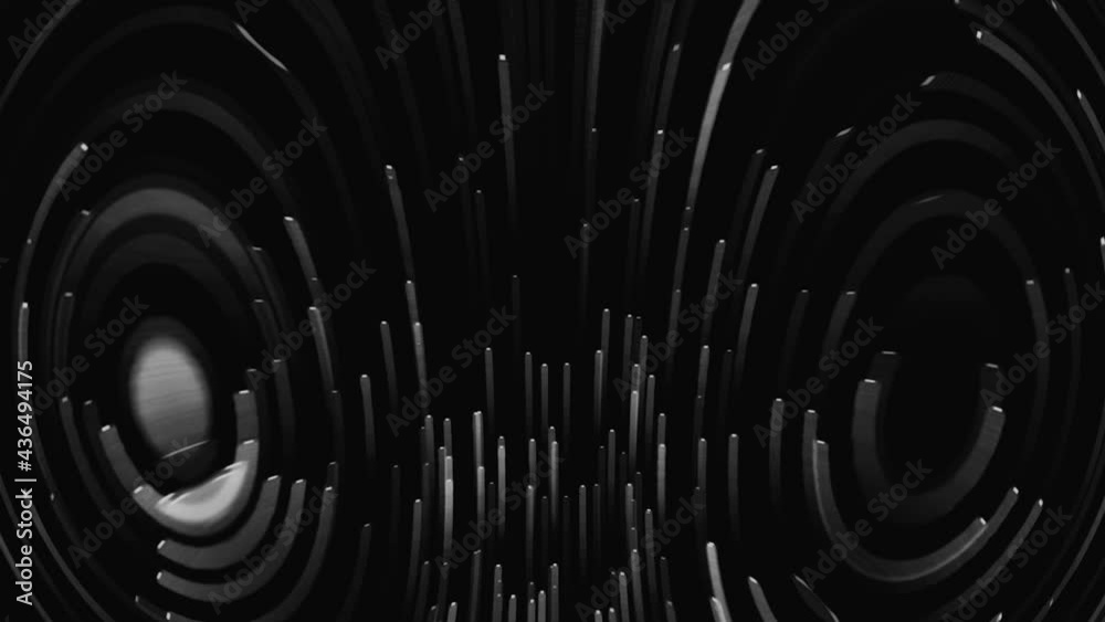 Silver streams following circular trajectory on black background ...
