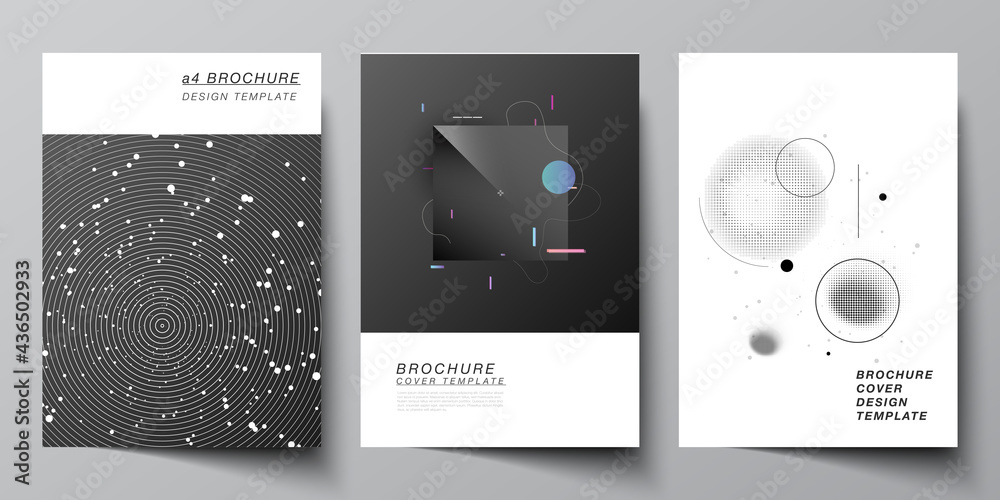 Vector layout of A4 format cover mockups design templates for brochure ...