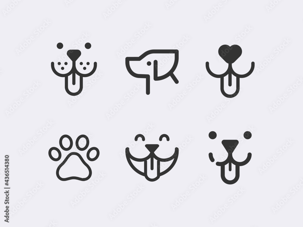 Dog, puppy vector line icon set Stock Vector | Adobe Stock