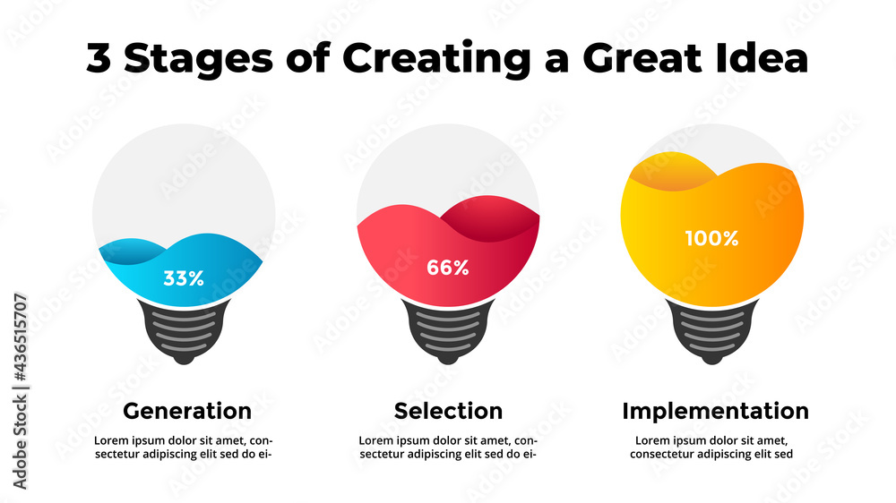 Light Bulb Infographic. From idea to result concept. Vector slide ...