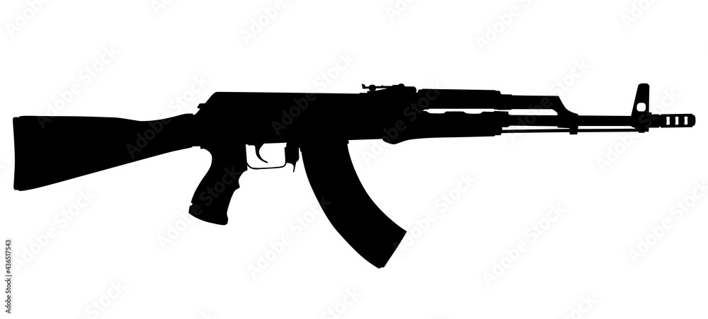 Vector image silhouette of modern military assault rifle symbol ...