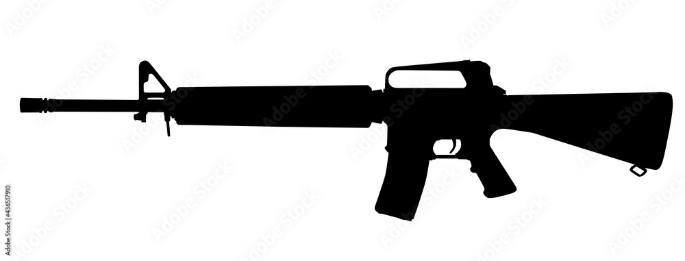 Vector image silhouette of modern military assault rifle symbol ...