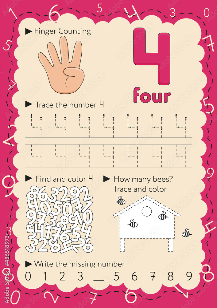 Worksheets for learning numbers. Learning and activity for kids. Number ...