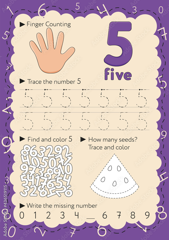 Worksheets for learning numbers. Learning and activity for kids. Number ...
