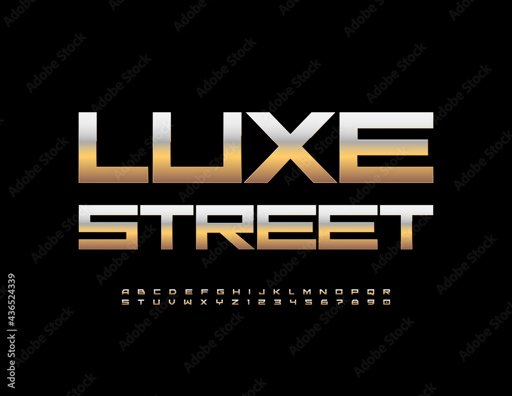 Vector elite sign Luxe Street. Techno style Font. Luxury Golden ...