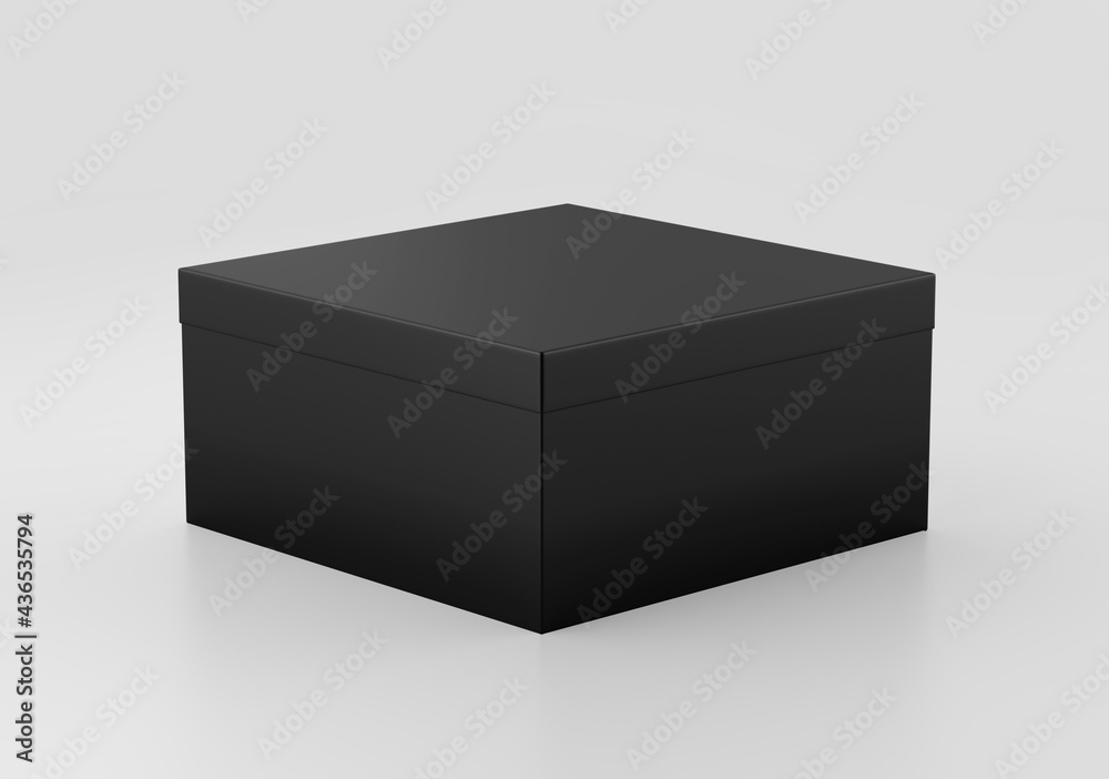 Black Square Box Mockup, Dark shoe box Cardboard Container, 3d ...