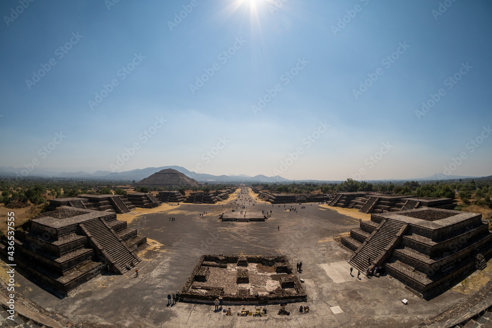Pyramid of the Sun and Avenue of the Dead at the Ancient Aztec City of ...