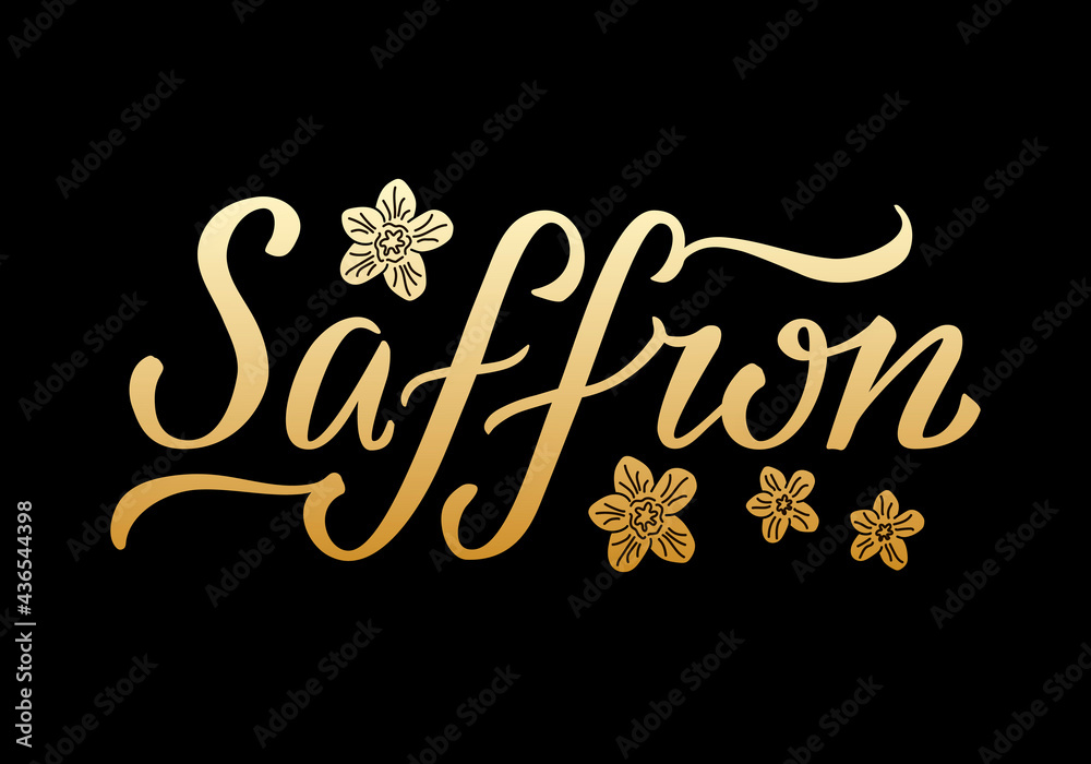 Vector illustration of saffron lettering for packages, product design ...
