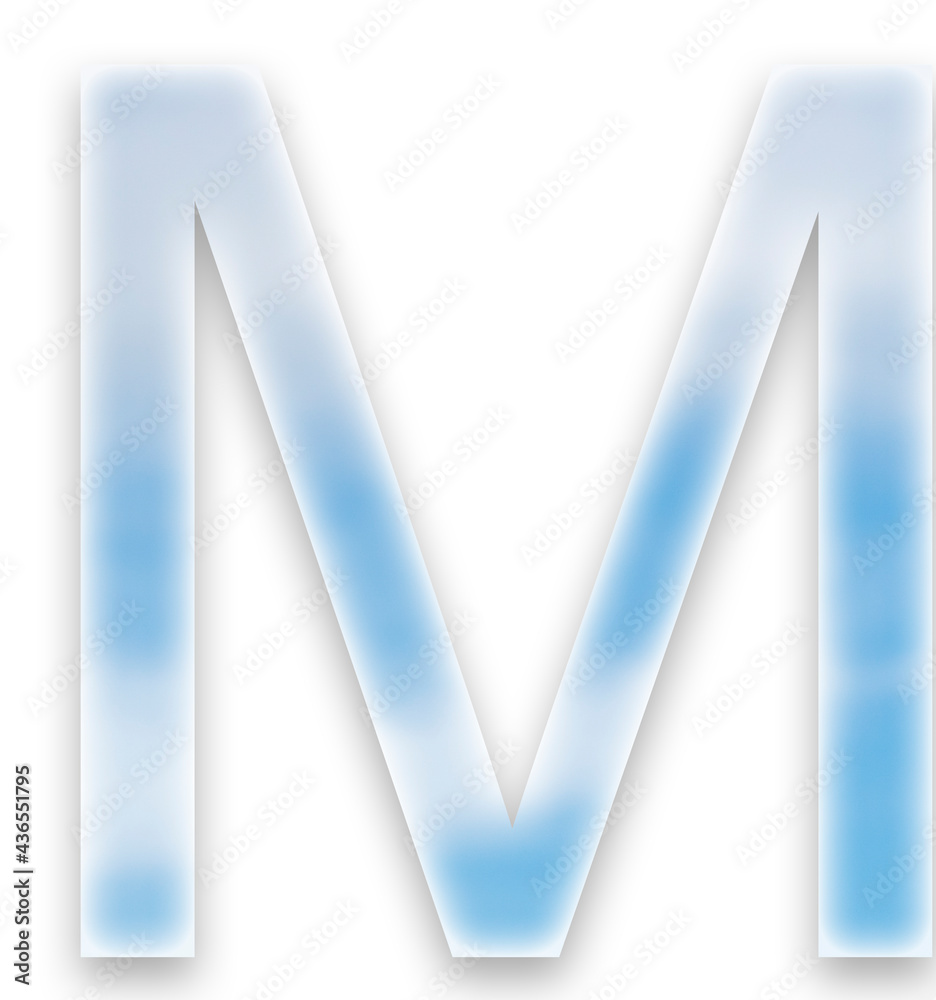 Capital letter M filled with an image of clouds on a transparent ...