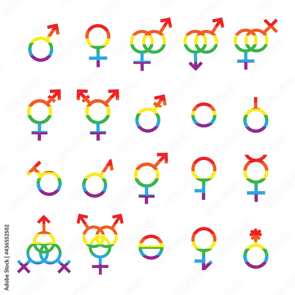 Vecteur Stock Vector Rainbow Gender Symbols And Sexual Orientation