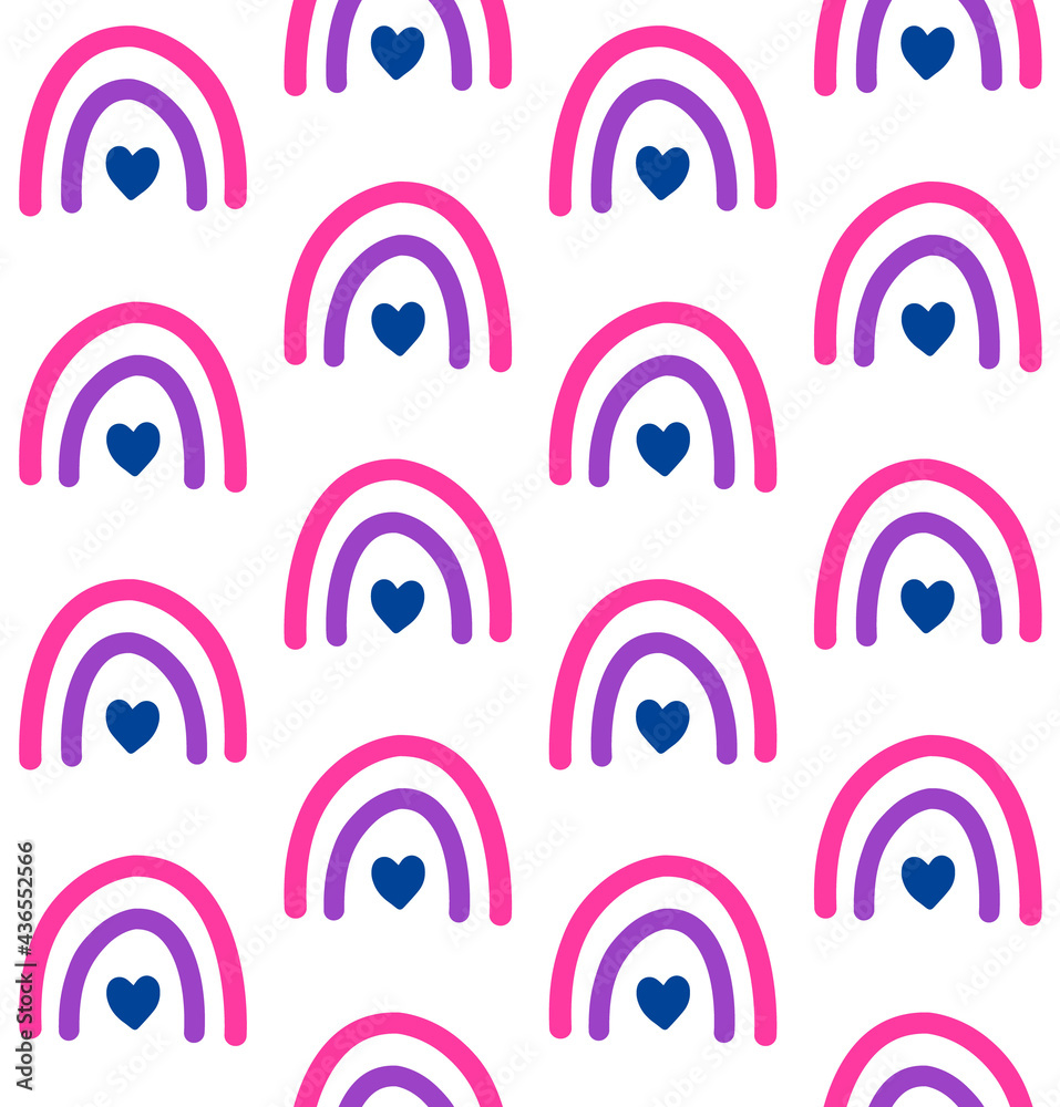 Vector seamless pattern of hand drawn doodle flat lgbt bi bisexual flag ...