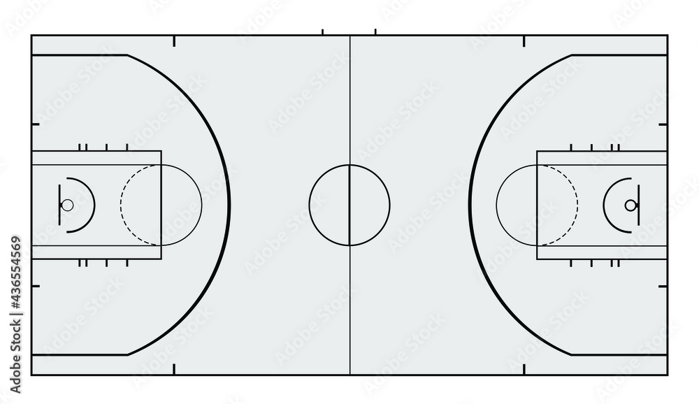 Diagram of basketball court vector illustration isolated on white ...