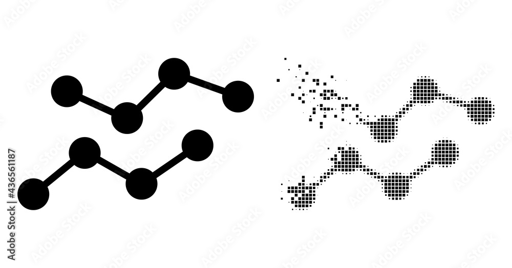 Dispersed dot charts vector icon with wind effect, and original vector ...