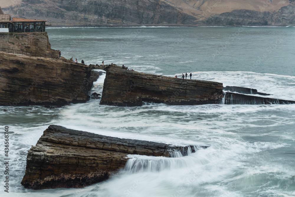The friar's jump, famous cliff in Chorrillos Lima Peru, group huge ...