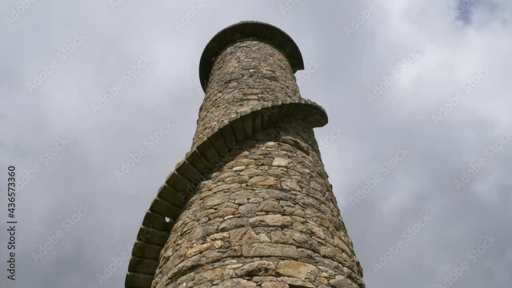 Historic Ballycorus Leadmines Tower With Staircase Against Gloomy Sky ...